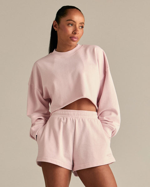 Comfort Lightweight Croppped Sweat - Ballet Pink | Women's Best CA